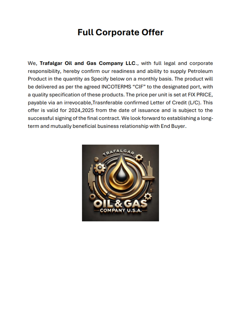 OUR OFFERS & PROCEDURE – LNG SUPPLIER COMPANY U.S.A.